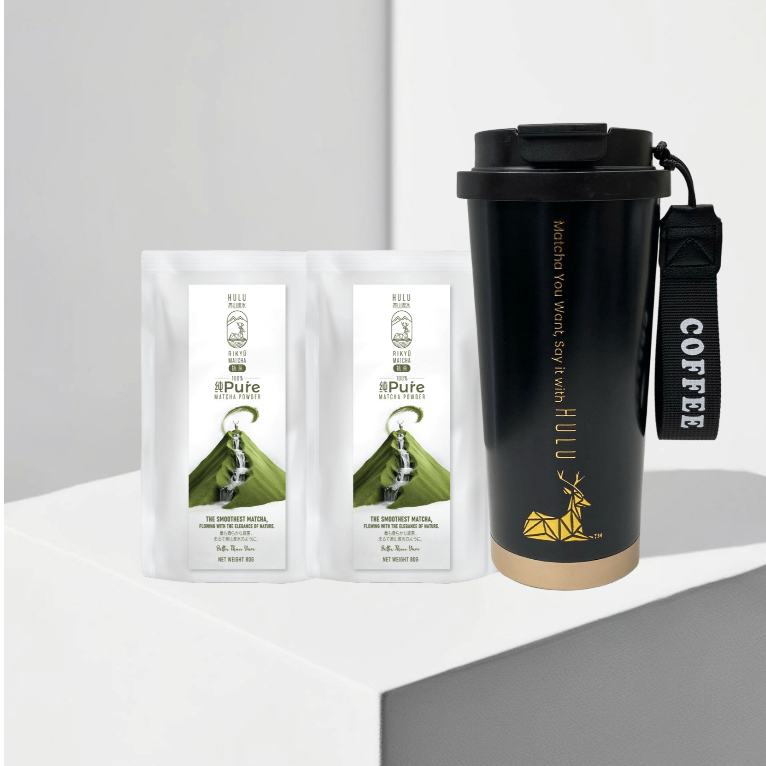 HULU RIKYU MATCHA - Pure Matcha 80g x 2 + Midnight Gold Tumbler 530ml ...
