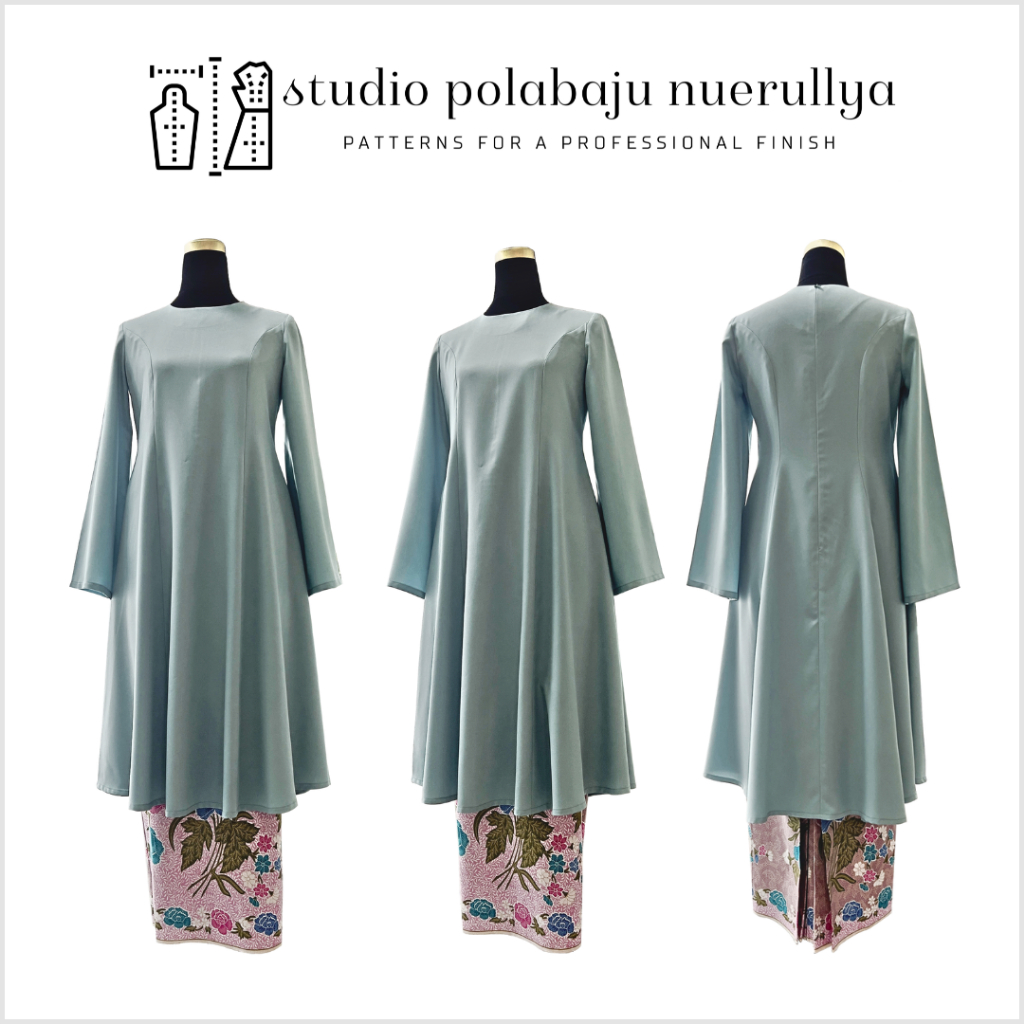 PRINTABLE SEWING PATTERN (PDF) : JAHIT BAJU KURUNG ANGGERIK #POLABAJU ...