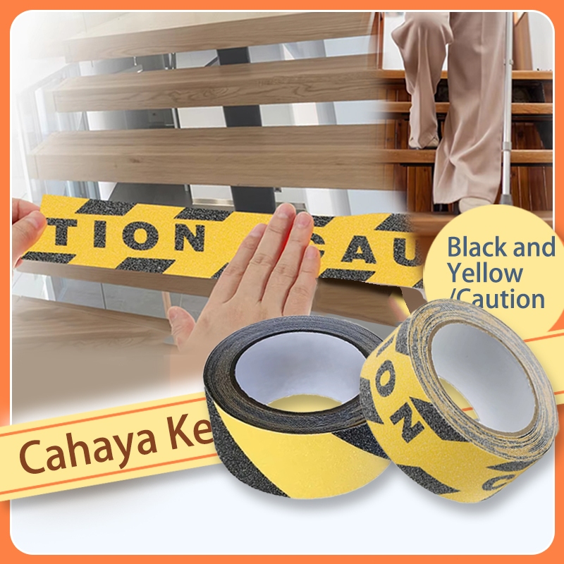 5cm Wide Safety Grip Tape Outdoor+Indoor - Anti Slip Strip TETAP KUKUH, Kuning/Hitam & CAUTION ...