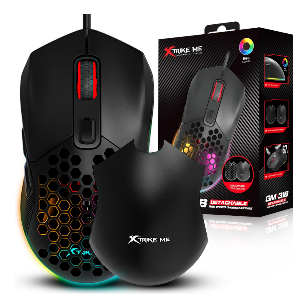 XTRIKE ME GM-316 7200DPI WIRED GAMING MOUSE WITH 2 DETACHABLE COVERS ...