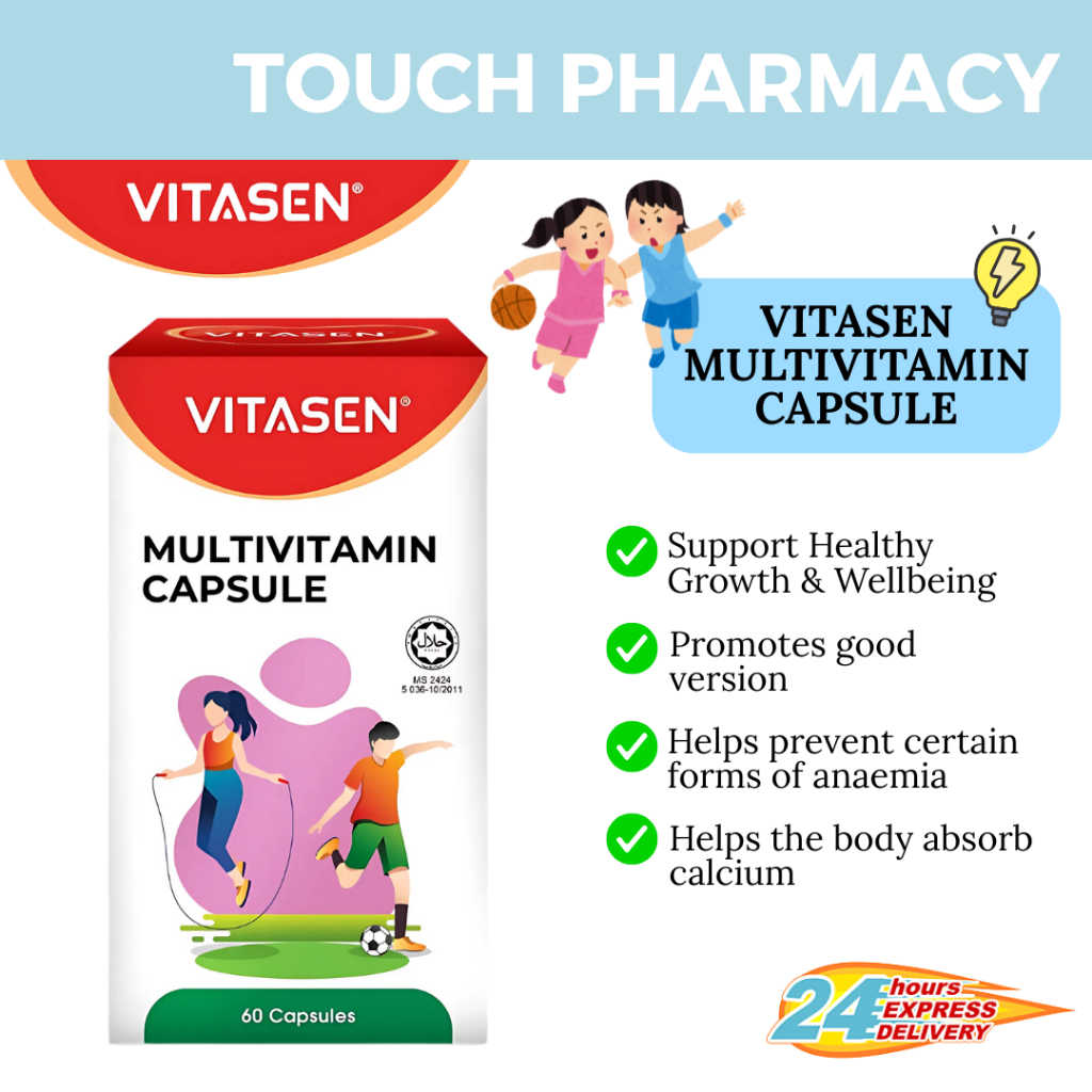VITASEN Multivitamin Capsule 60's/BOX (Folic Acid, Vitamin C & Vitamin ...