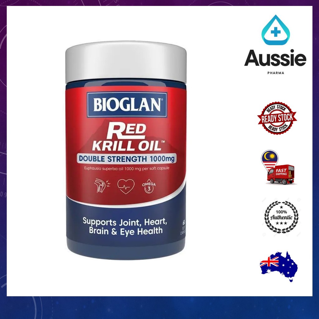 BIOGLAN Red Krill Oil Double Strength 1000mg (60 Capsules) | Shopee ...