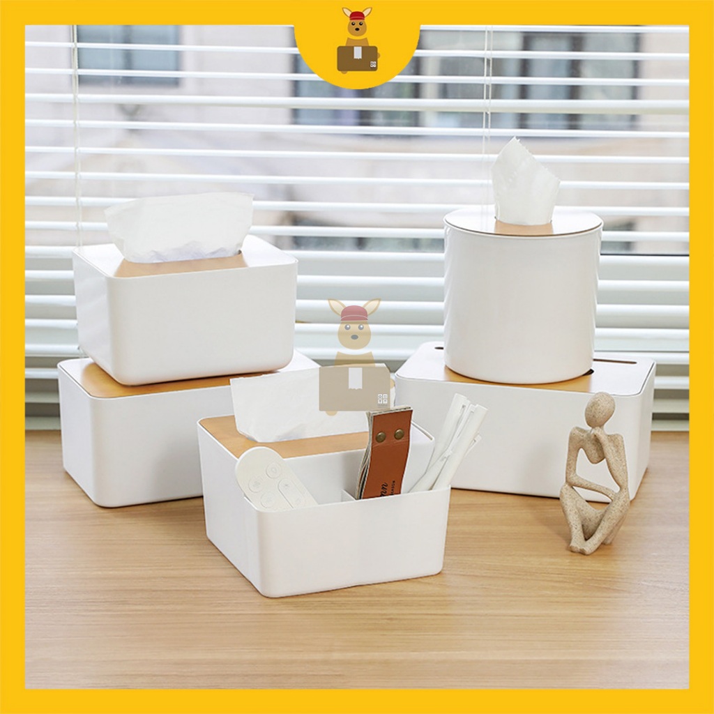 Minimalist Tissue Box Holders Wooden Cover Phone Holder in Morden ...