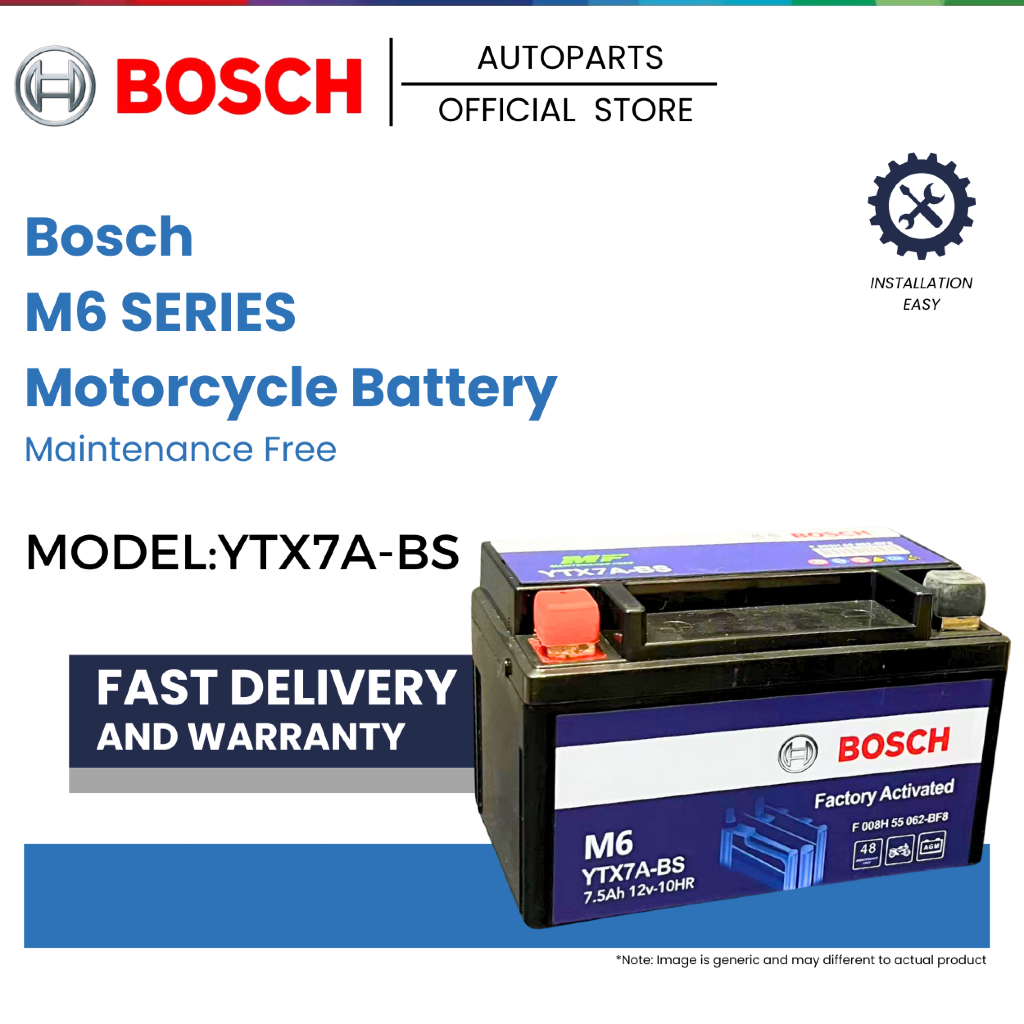 YTX7A BOSCH BATTERY GEL SYM VF3i 185 MOTORCYCLE KARISMA COMEL JET POWER ...