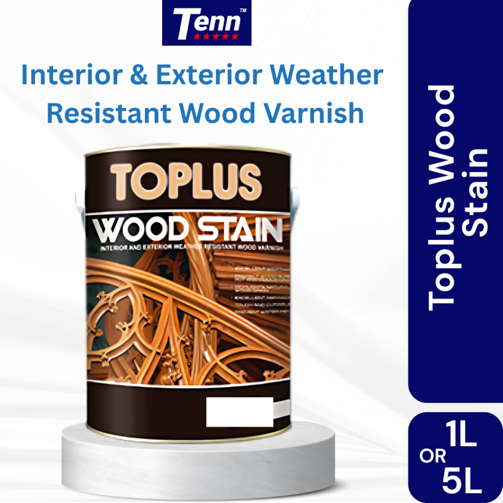 Toplus Wood Stain Cat Kayu Tahan Cuaca 1L & 5L - Outdoor & Indoor Wood ...