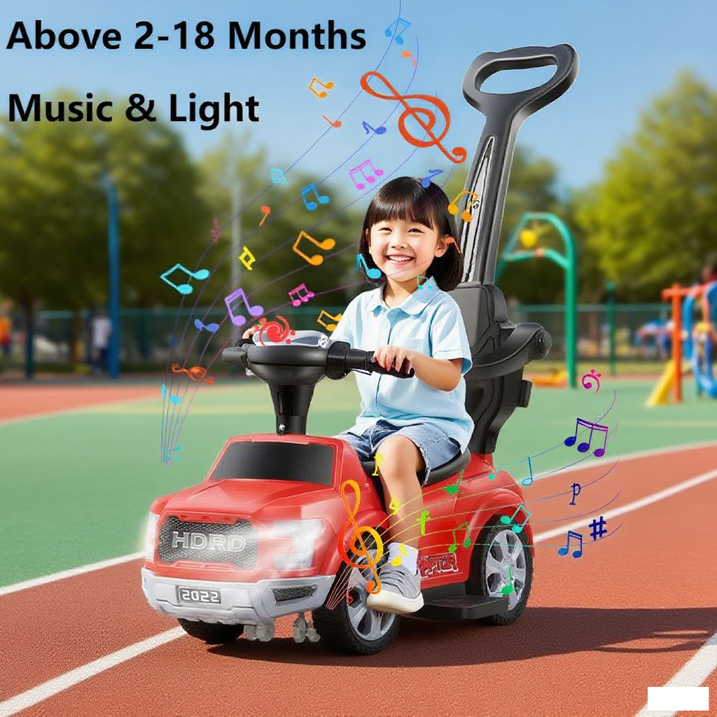 3 in 1 Baby Push Car With Handle Horn Child 4 Wheels Music & Lights ...