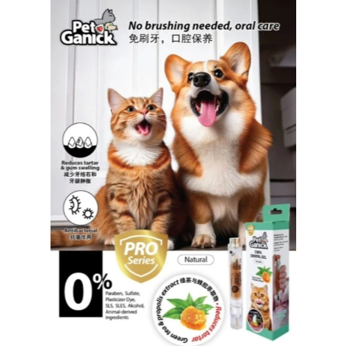 Pet Ganick Dental Gel For Cats and Dogs 10ml (Green tea & Propolis ...