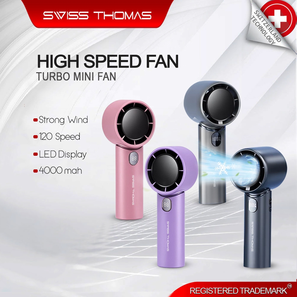 Swiss Thomas High Speed Handheld Fan Strong Wind 120 Gear Mini Fan ...