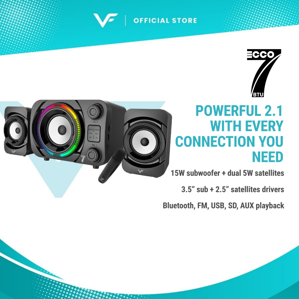 Vinnfier VF ECCO 7 BTU 2.1 Bluetooth Mic Karaoke Speaker Sambung PC USB ...
