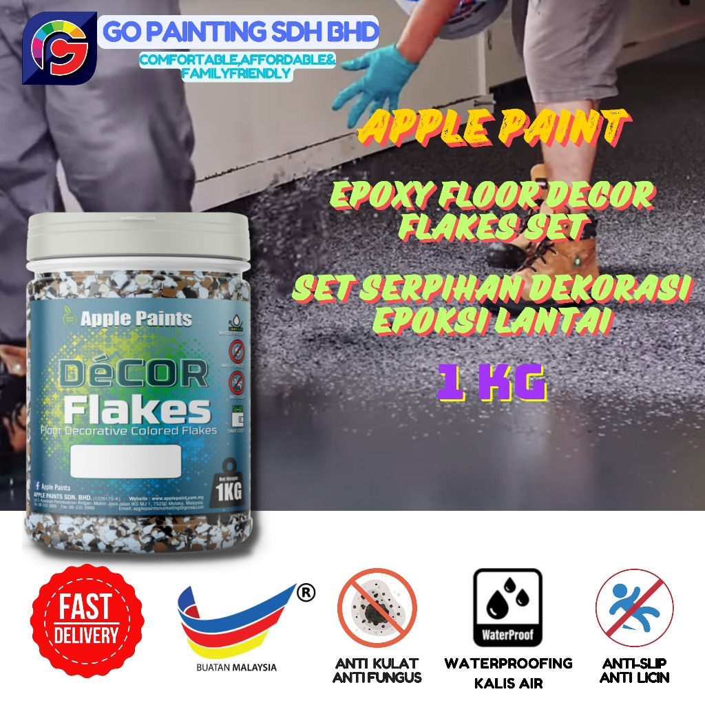 APPLE PAINT 1KG SERPIHAN WARNA HIASAN LANTAI SAHAJE ANTI-GELINCIR ...