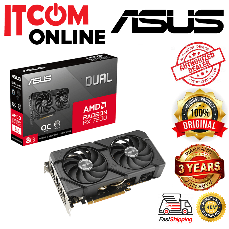 ASUS ATI RX7600 8GB GDDR6 128BIT DUAL OC EVO GRAPHIC CARD (90YV0LD0 ...