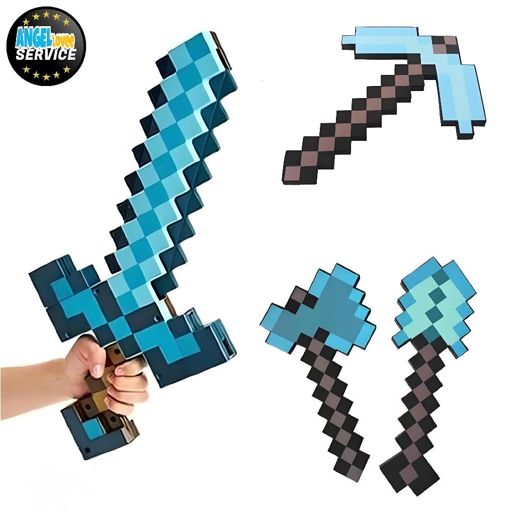 4 Popular Cosplay Games Minecraft Eva Foam Diamond Pickaxe Axe Gun ...