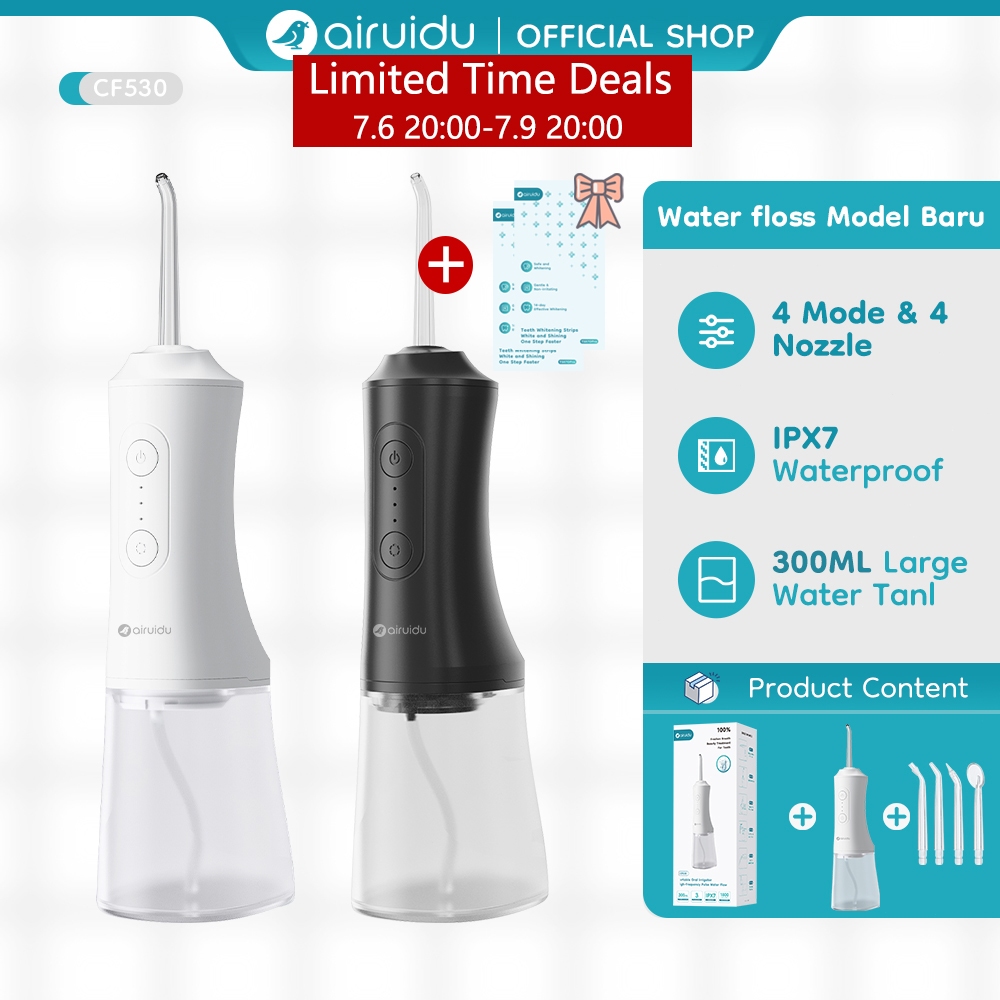 Airuidu CF530 Water Flosser 300ML Large Water Tank Dental Floss 3-Speed ...
