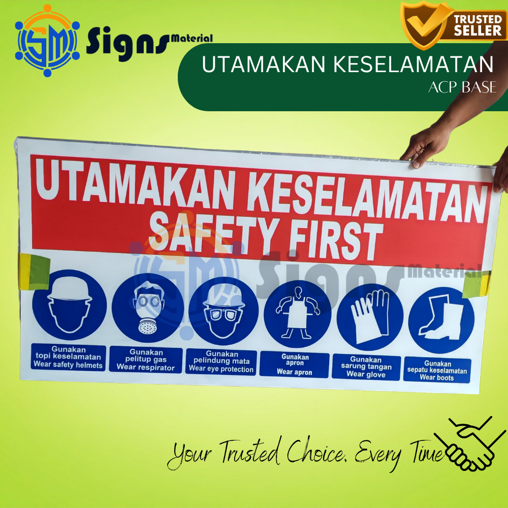 Papan Tanda Utamakan Keselamatan / Safety First Signboard – Saiz 24"x48" ACP Base | Shopee Malaysia