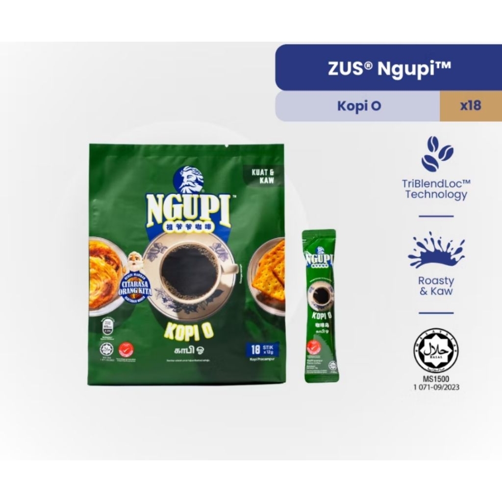 Zus Ngupi Kopi O -12g x 18stik | Shopee Malaysia