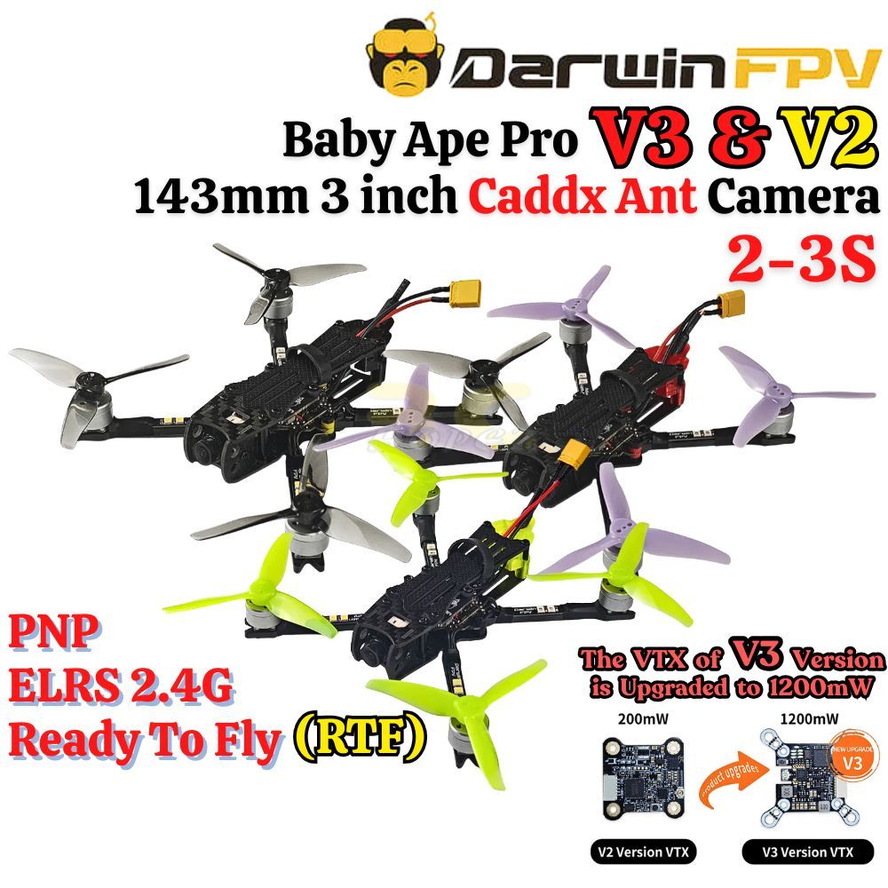 DarwinFPV Baby Ape Pro V3 V2 FPV Drone RTF Ready To Fly 3 Inch 2-3S ...