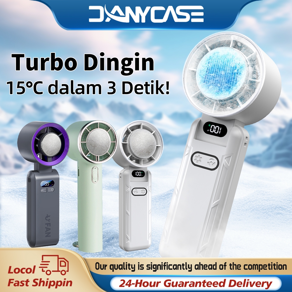 Kipas Mini Fan Portable Turbo Cooling Fan - 6000mAh 15H Runtime 5 ...