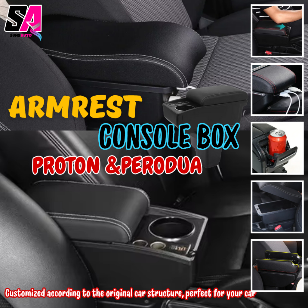 PROTON PERODUA Car Armrest Box Center Console Arm rest USB Port Axia ...