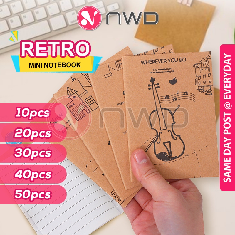 𝗧𝗜𝗡𝗬 𝗕𝗢𝗢𝗞 》10/20/30/40/50pcs Mini Retro Notebook Pocket Stationery Gift ...