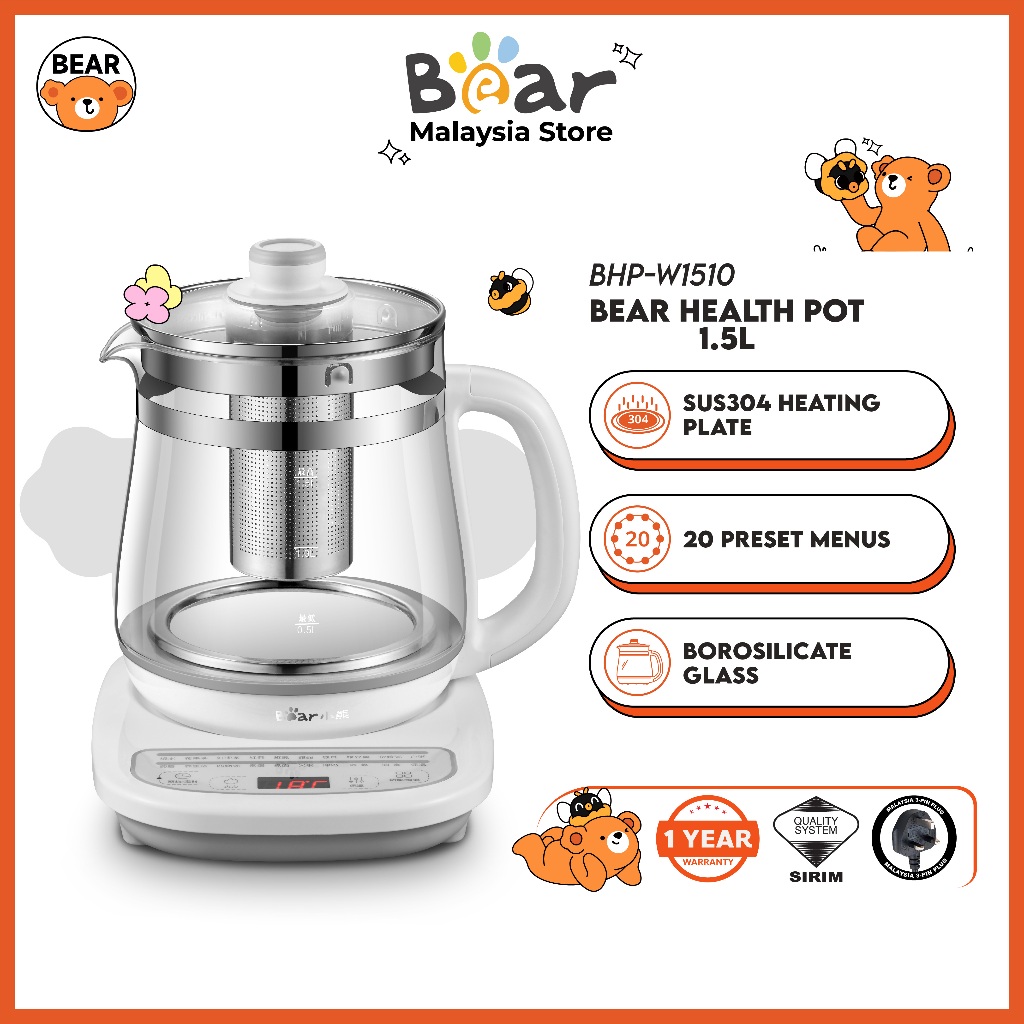 Bear Electric Health Pot 1000W (1.5L) BHP-W1510 | Shopee Malaysia