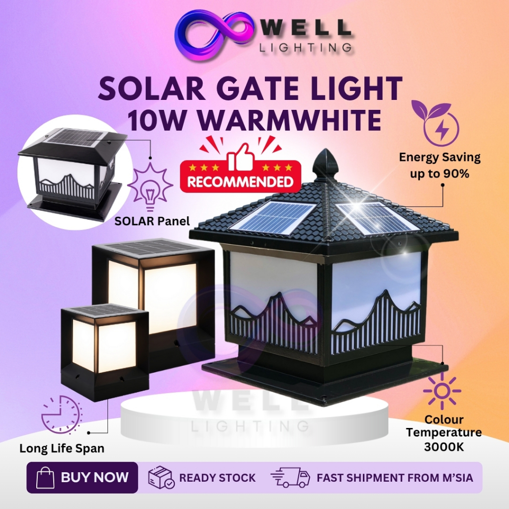 Lampu Pagar Solar Outdoor Gate Light LED Waterproof Weatherproof ...