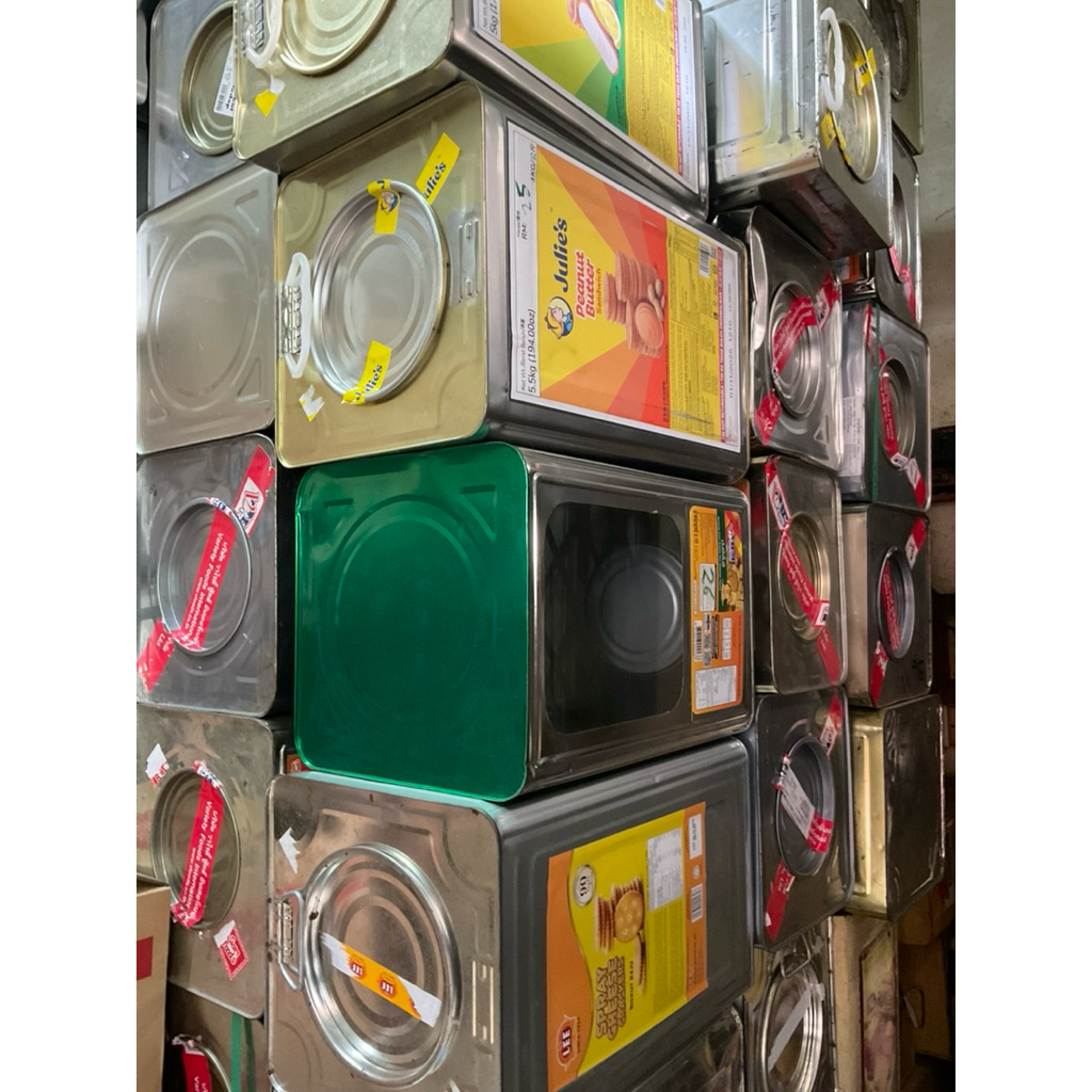 (Tin Terpakai) Biscuit Tin Kosong / Random (Full Cover Tin Or Half ...