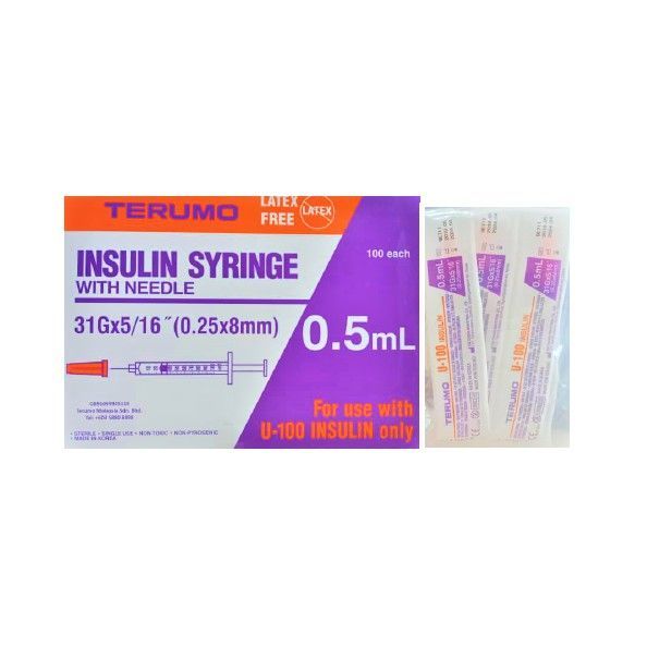 [31G] [1 BOX] [INSULIN SYRINGE] Terumo Insulin Syringe Precise Dosage (1.0ML) with Needle 100 ...