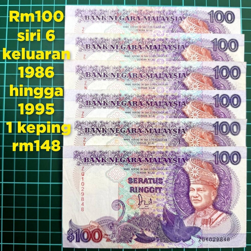 A495 rm100 siri 6 duit kertas lama duit rm100 lama tabung duit kertas duit syiling lama duit ...