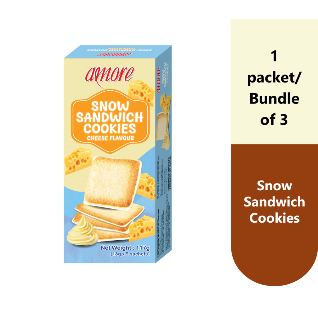 Amore Snow Sandwich Cookies Cheese Flavour 117g (1 packet/Bundle of 3 ...