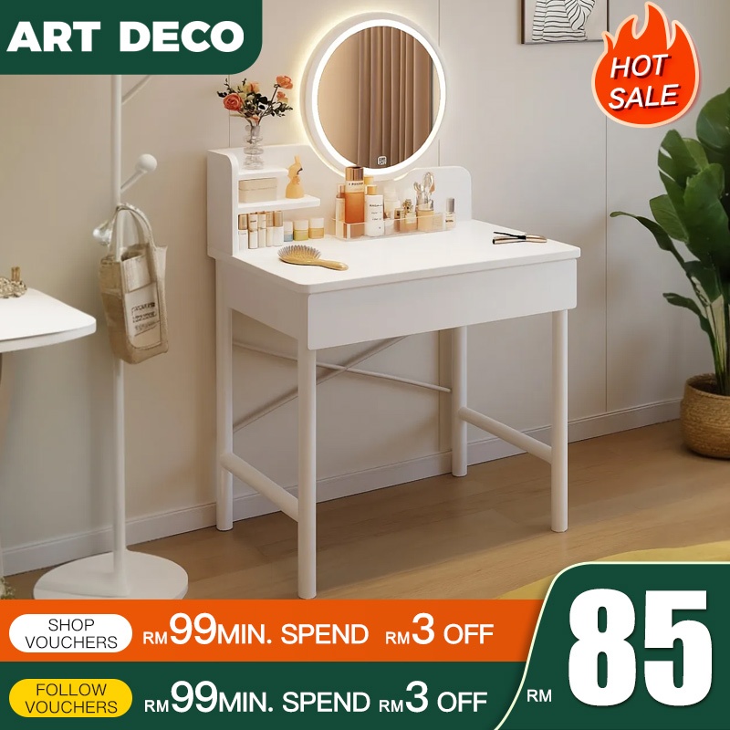 Vanity Table Meja Makeup Dressing Table with LED Mirror Almari Makeup ...