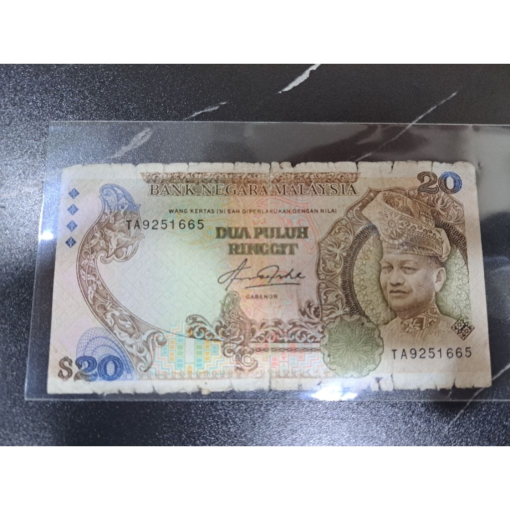 1982 Malaysia Duit Lama Wang Kertas Siri 5 First Prefix TA RM20 Note ...
