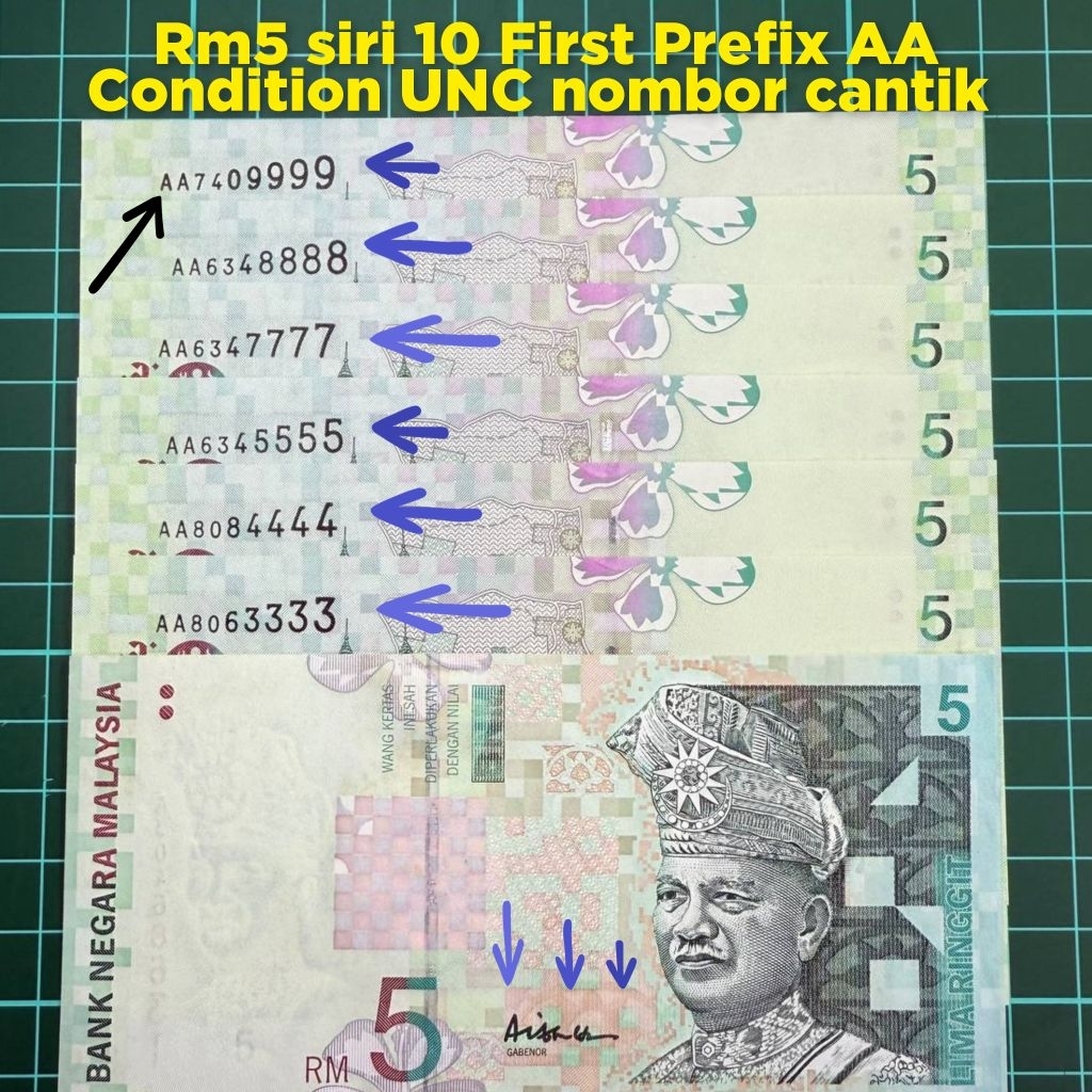 (A502) Rm5 siri 10 sing ali abul Hassan duit kertas lama duit lama mata wang lama sing aisyah ...