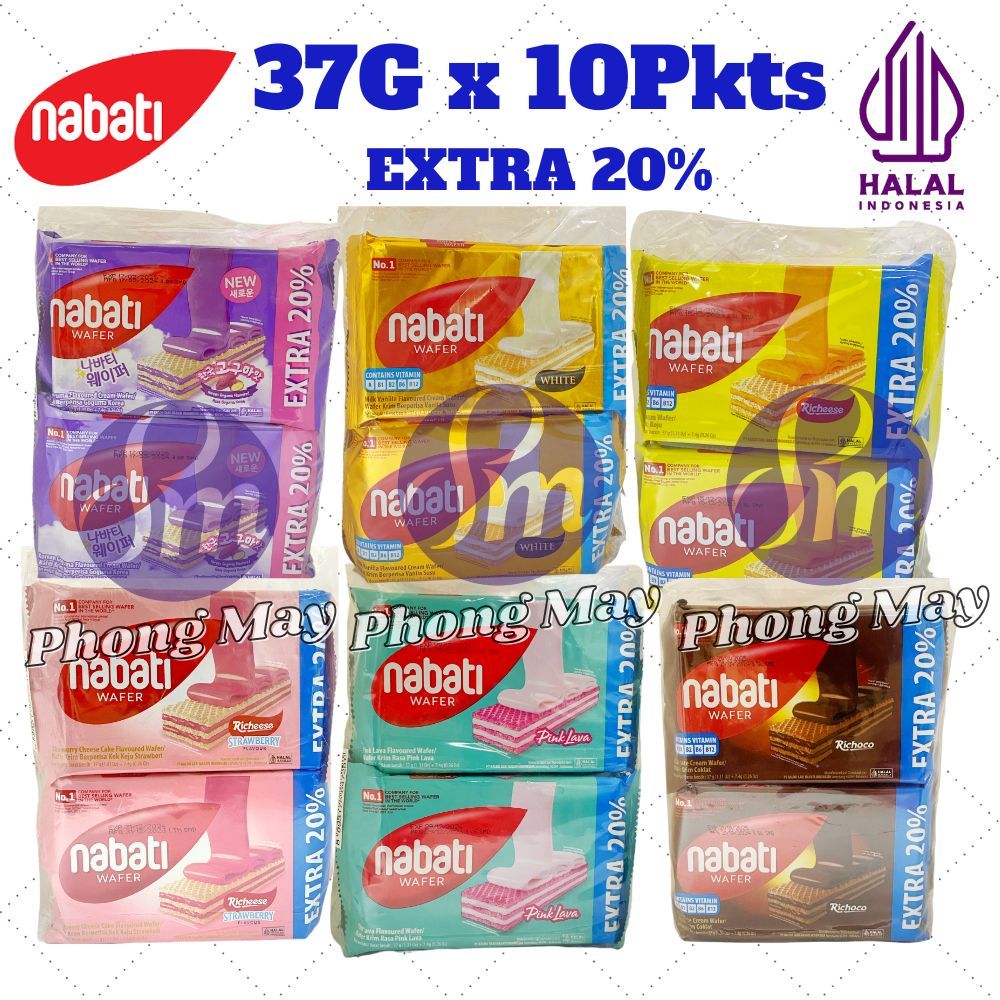 NABATI WAFER [10's* 37G] [EXTRA 30%] Chocolate/ Cheese/ Milk/ Strawberry/ Pink Lava/ Korean ...