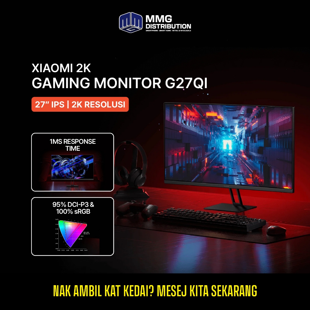 [MY Set] Xiaomi 2K Gaming Monitor G27QI - 27 inci IPS LCD 1ms Masa ...