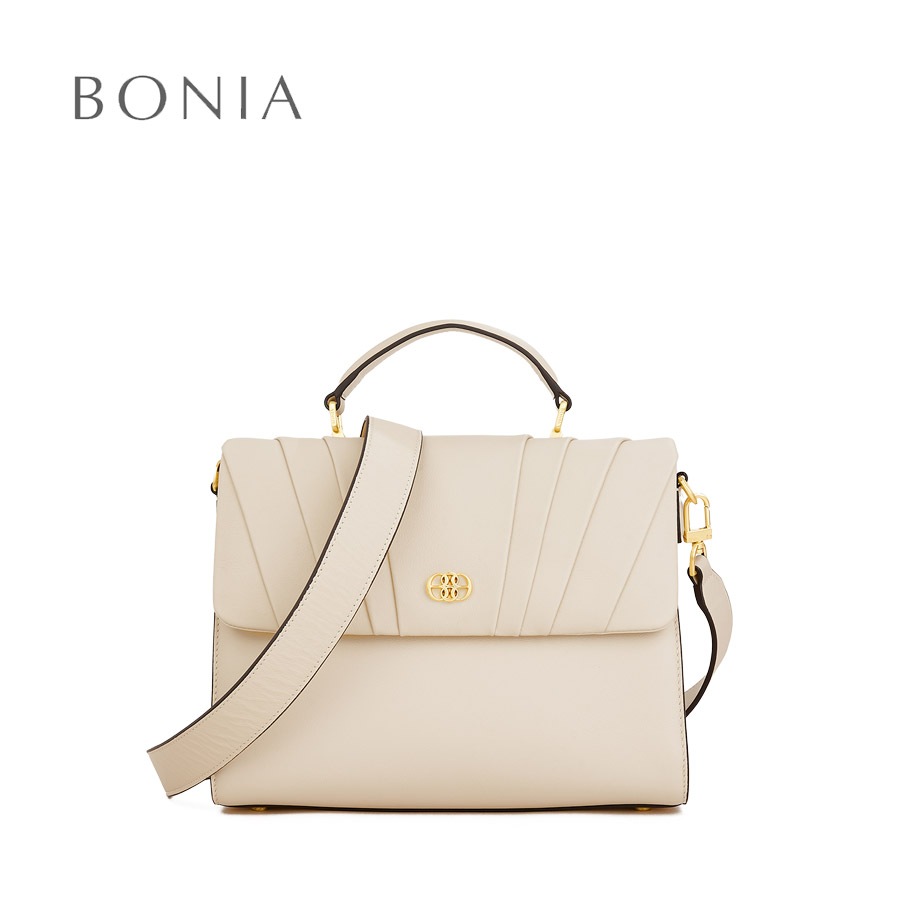 Bonia Beige Everyday Croissant Satchel Bag | Beg Satchel | Shopee Malaysia