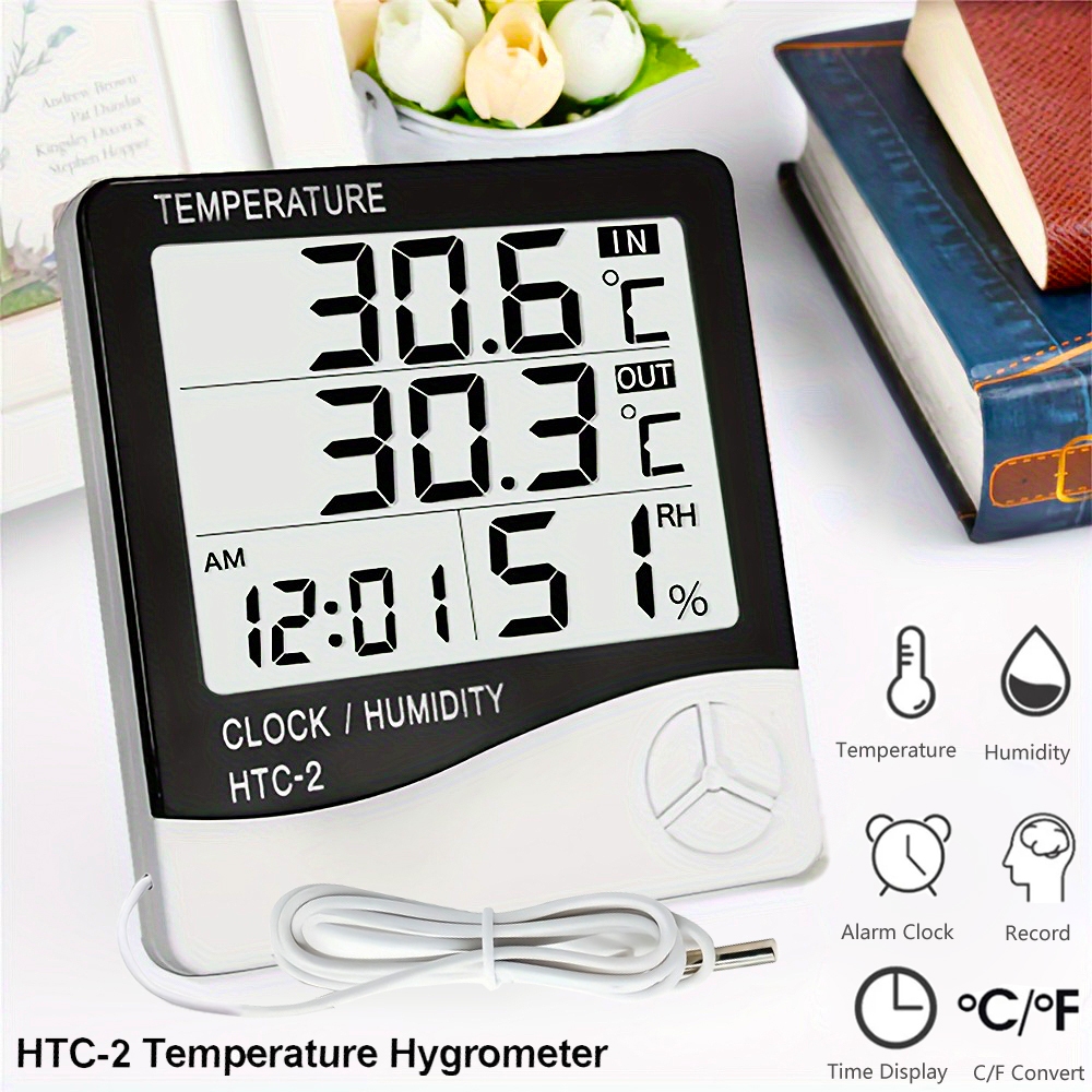 LCD Electronic Digital Temperature Humidity Meter Indoor Outdoor ...