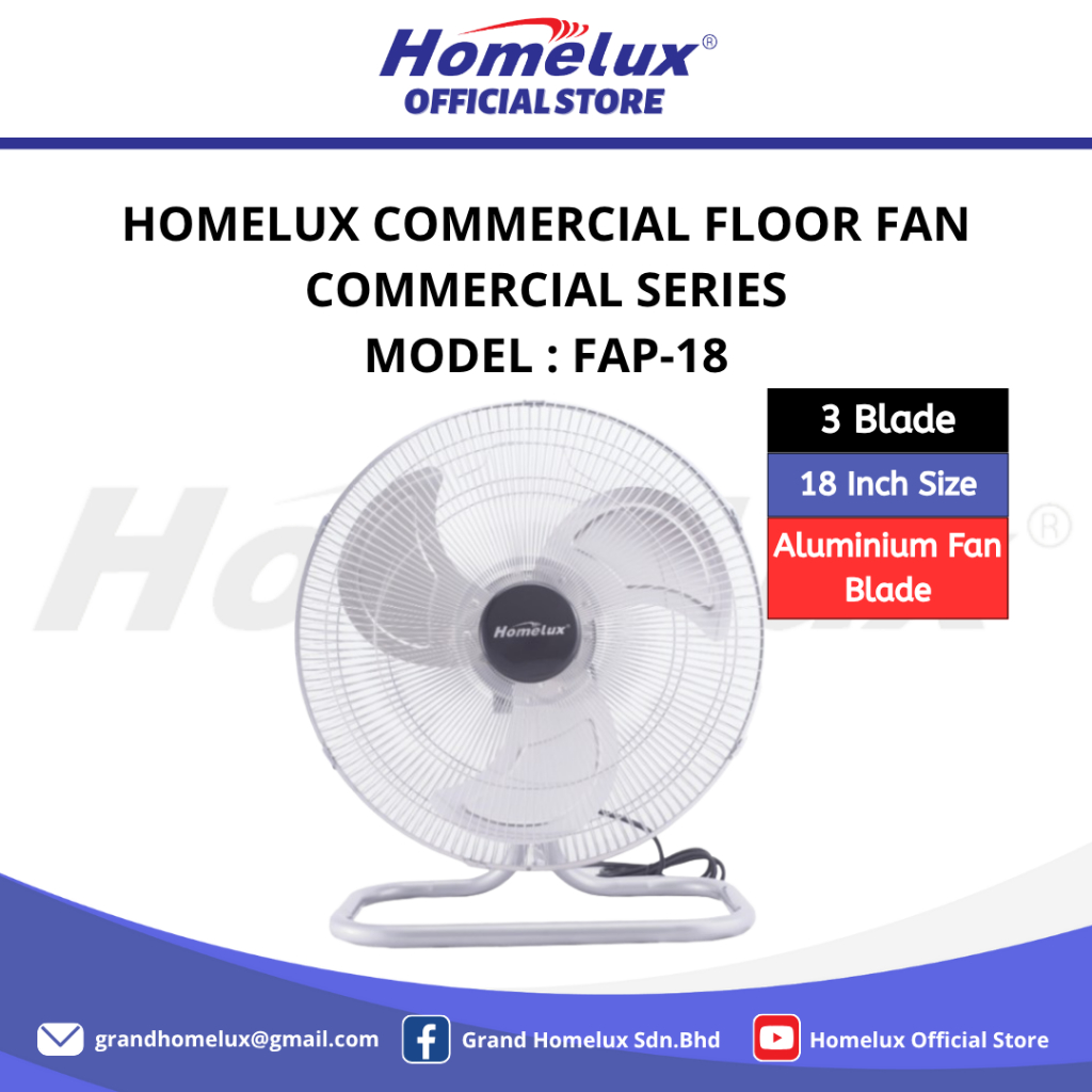 HOMELUX COMMERCIAL FLOOR FAN COMMERCIAL SERIES FAP-18 KIPAS LANTAI ...
