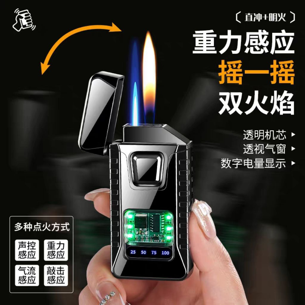 Voice-activated Smart Double Flame Lighter Jet & Ordinary Flame With ...