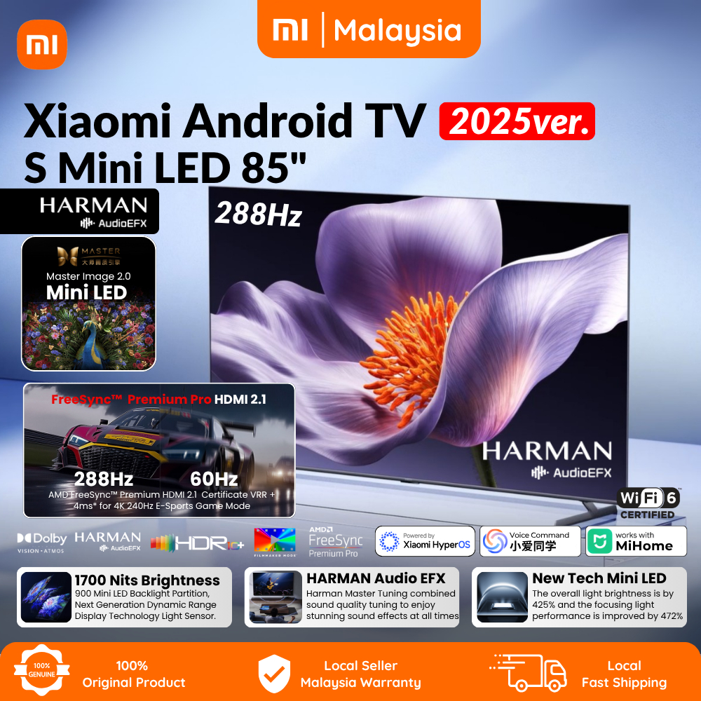 2025 Xiaomi Mi TV S Mini LED 55" 65" 75" 85" Android Smart TV 4K Gaming ...