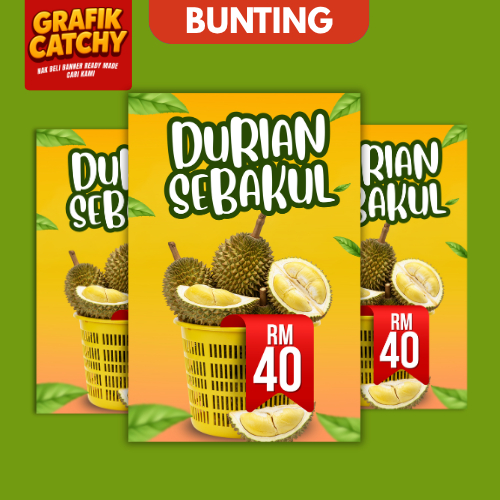 Banner Bunting Durian Murah Ready Made Murah Cantik Menarik Sebakul ...