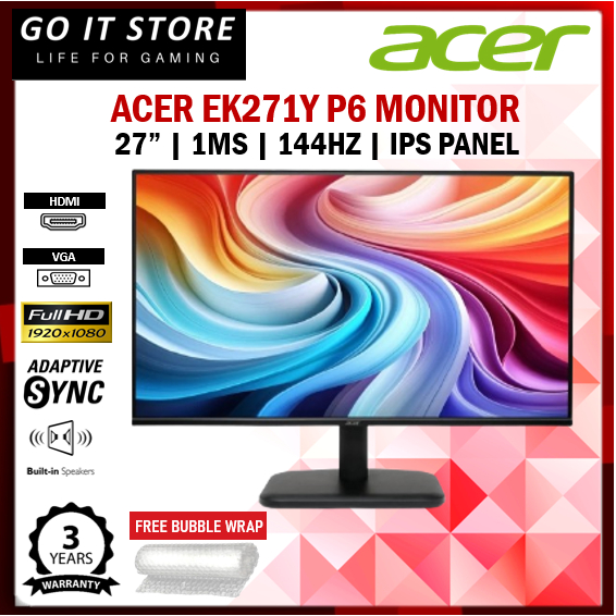 Acer EK271 P6 144Hz / EK271 G 120Hz 27" FHD 1ms Freesync Built in ...