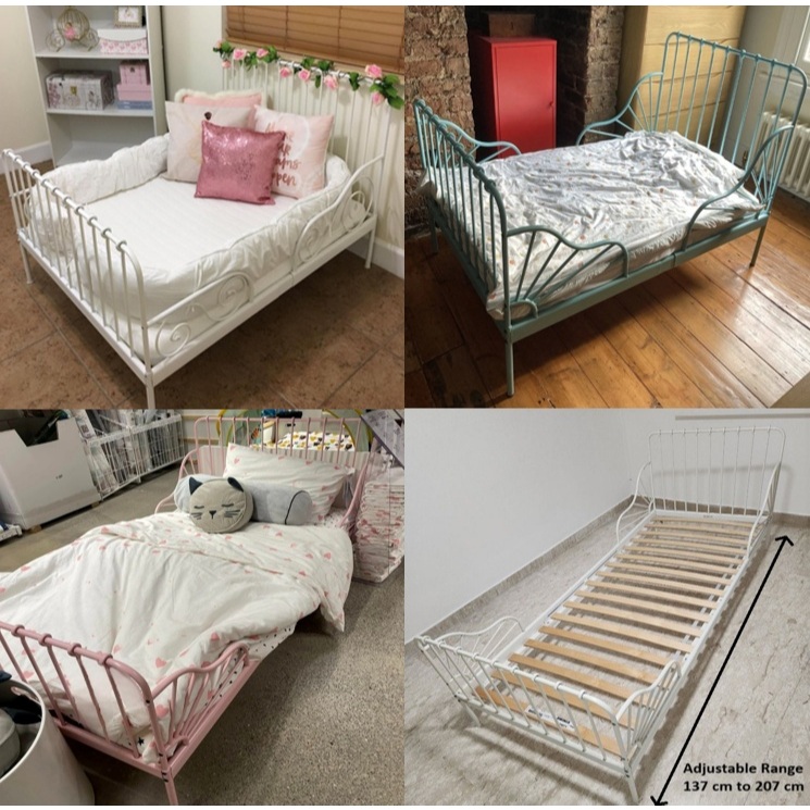 MINNEN Extendable Bed Frame with Slatted Base Complete Set Kids ...