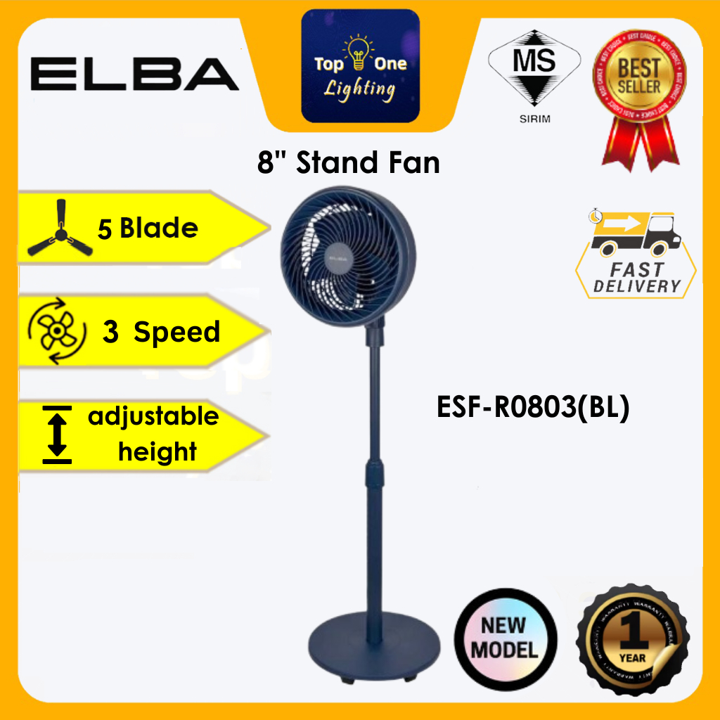 🔥NEW🔥 ELBA 8" Stand Fan Floor Fan Turbo Fan ESF-R0803(BL) Auto ...