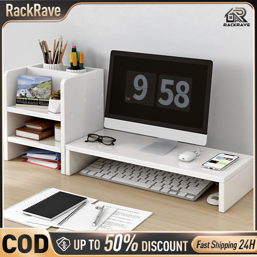 RR-Monitor Stand Desktop Storage Rack Computer Elevated Frame Keyboard ...