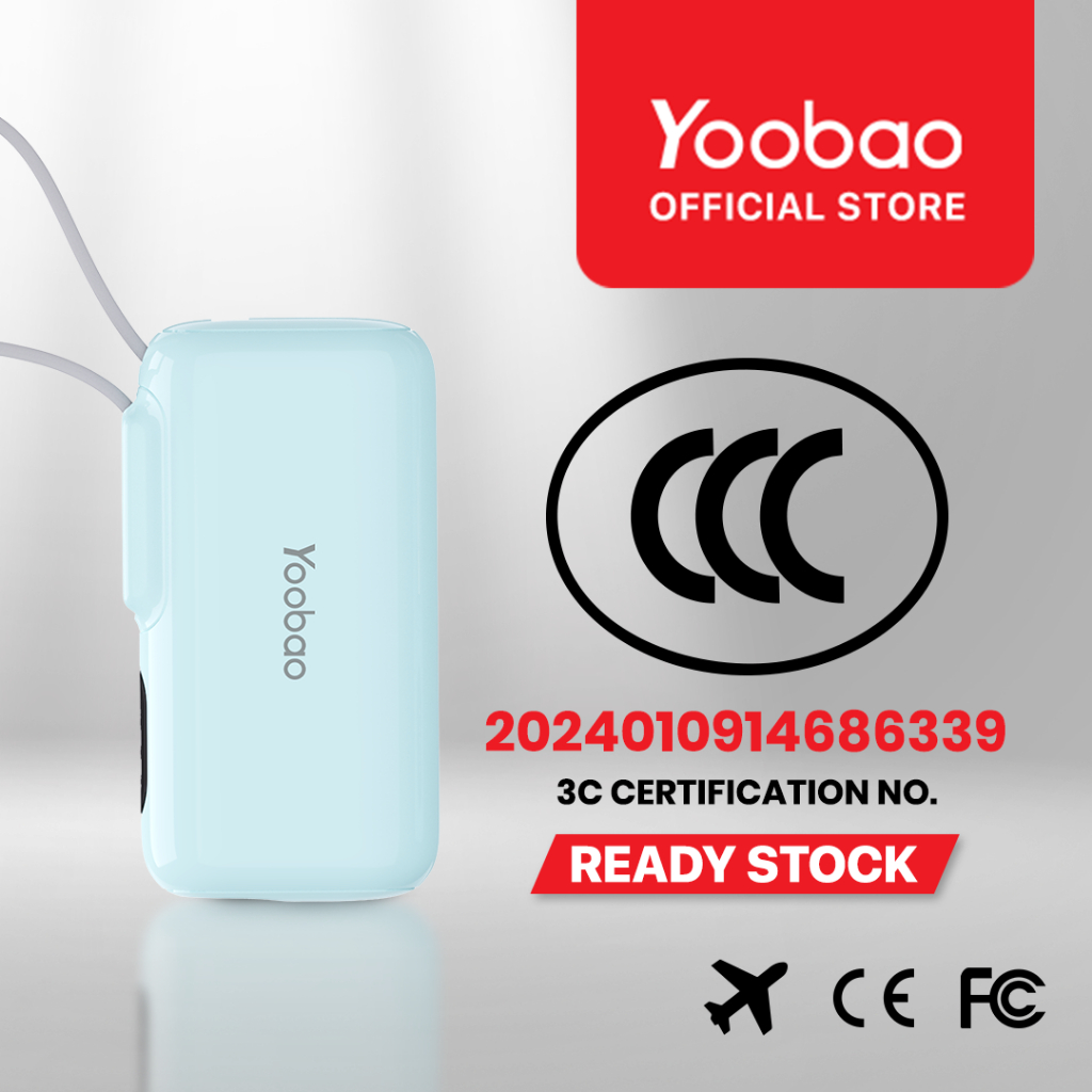 (CCC certificate) Yoobao Powerbank 20W Fast Charge Q11/ LD05 5000mAh Built-in Cable/ LED Display ...