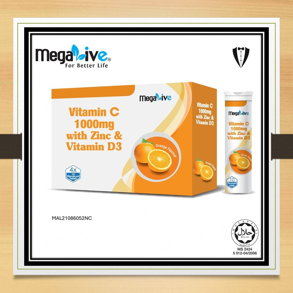 [EXP: 11.2026] MEGALIVE VITAMIN C 1000mG WITH ZINC & VITAMIN D3 4 x 10's | Shopee Malaysia