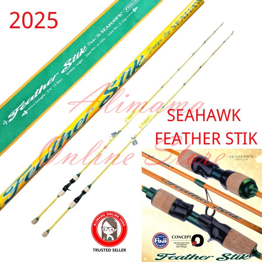 SEAHAWK FEATHER STIK Solid Carbon 24T NEW SPINNING BC FISHING ROD JORAN ...
