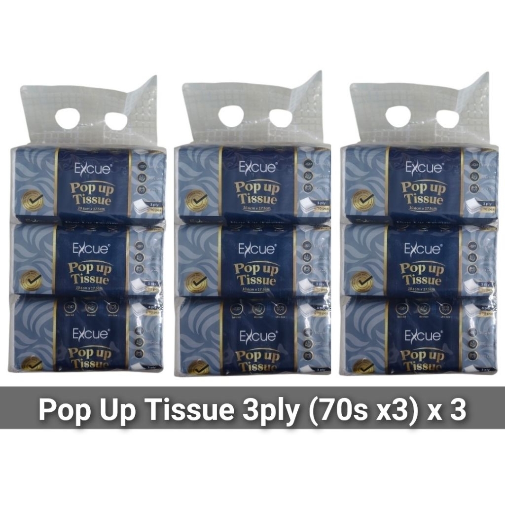 EXCUE COMBO X3 3ply Pop Up Tissue 70s x3pek | Shopee Malaysia