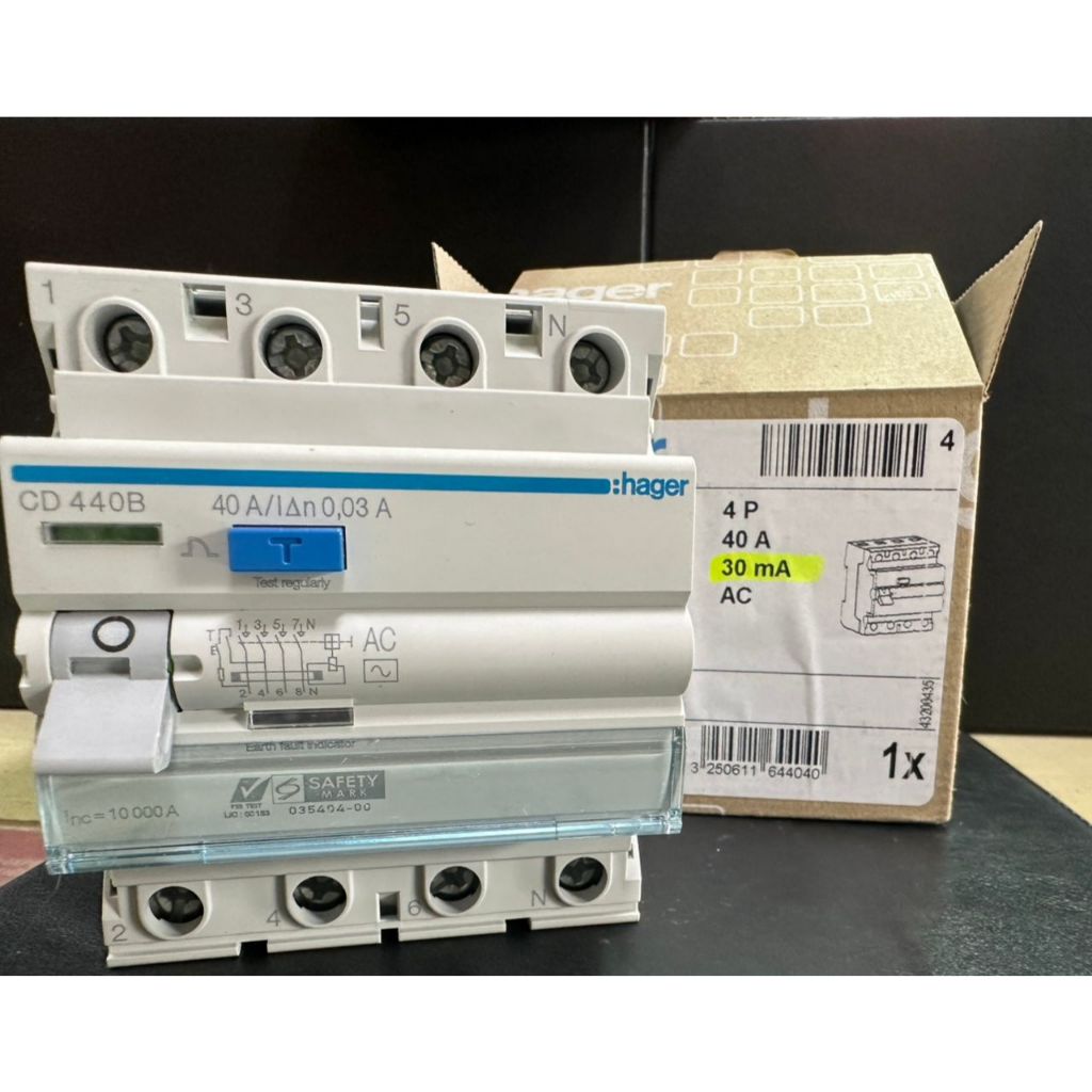 HAGER CD440B/CD463B 4 POLE 40A 63A 30mA/100mA/300mA TYPE AC ELCB RCCB | Shopee Malaysia