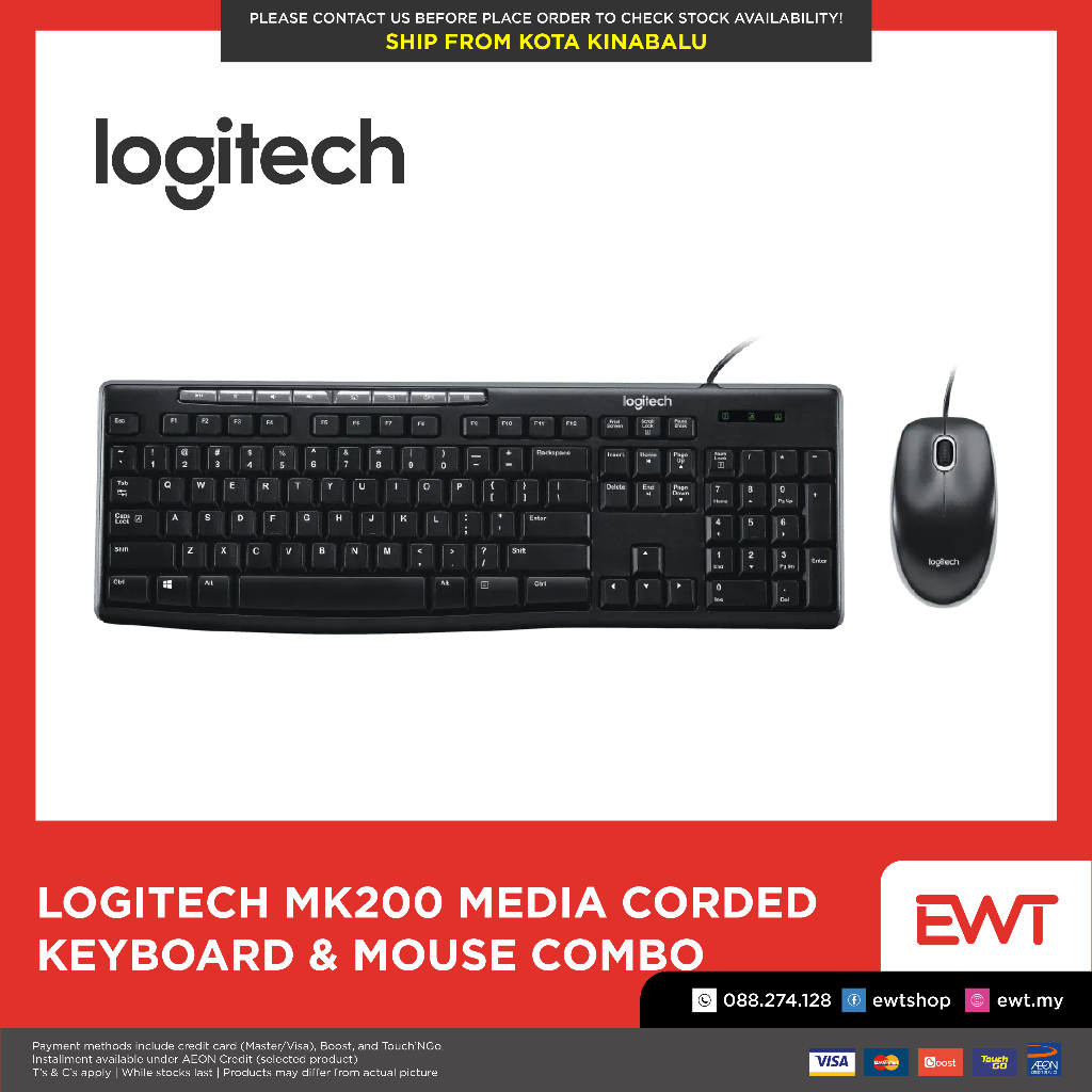 Logitech MK200 Media Corded Keyboard and Mouse Combo 100% GENUINE ...